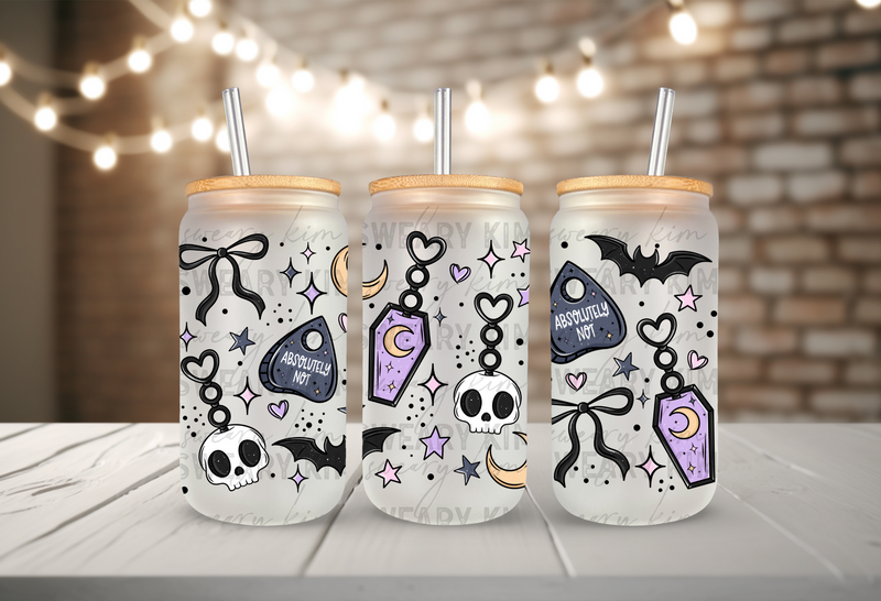 Whimsy Planchettes & Coffins UV Dtf 16oz glass can wrap – Sweary Kim
