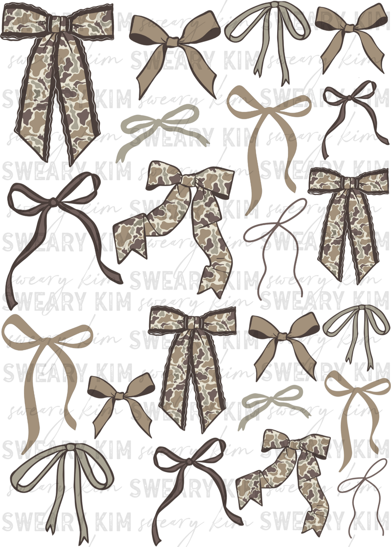 Camo Bows UV Dtf Element Sheet – Sweary Kim