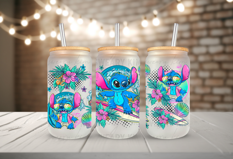 Surfing Stitches UV Dtf 16oz glass can wrap – Sweary Kim