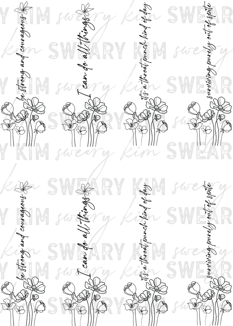 Sassy Inspirational Flower Pen Wraps UV Dtf Element Sheet – Sweary Kim